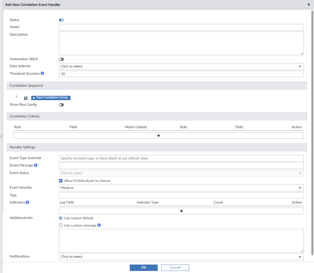 Creating a custom correlation handler | FortiAnalyzer 7.2.4 | Fortinet Document Library